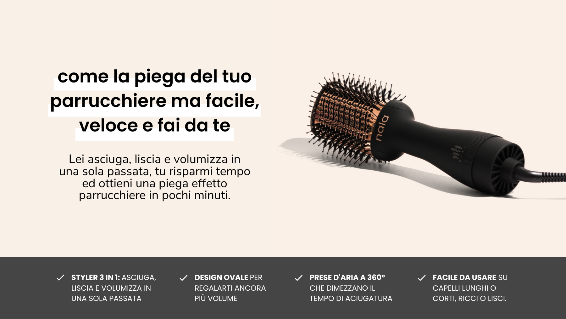 Nala Volume - Spazzola volumizzante asciugacapelli